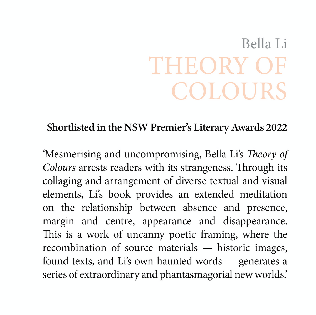 Bella Li, Theory of Colours (Hardback - limited edition of 50 copies ...